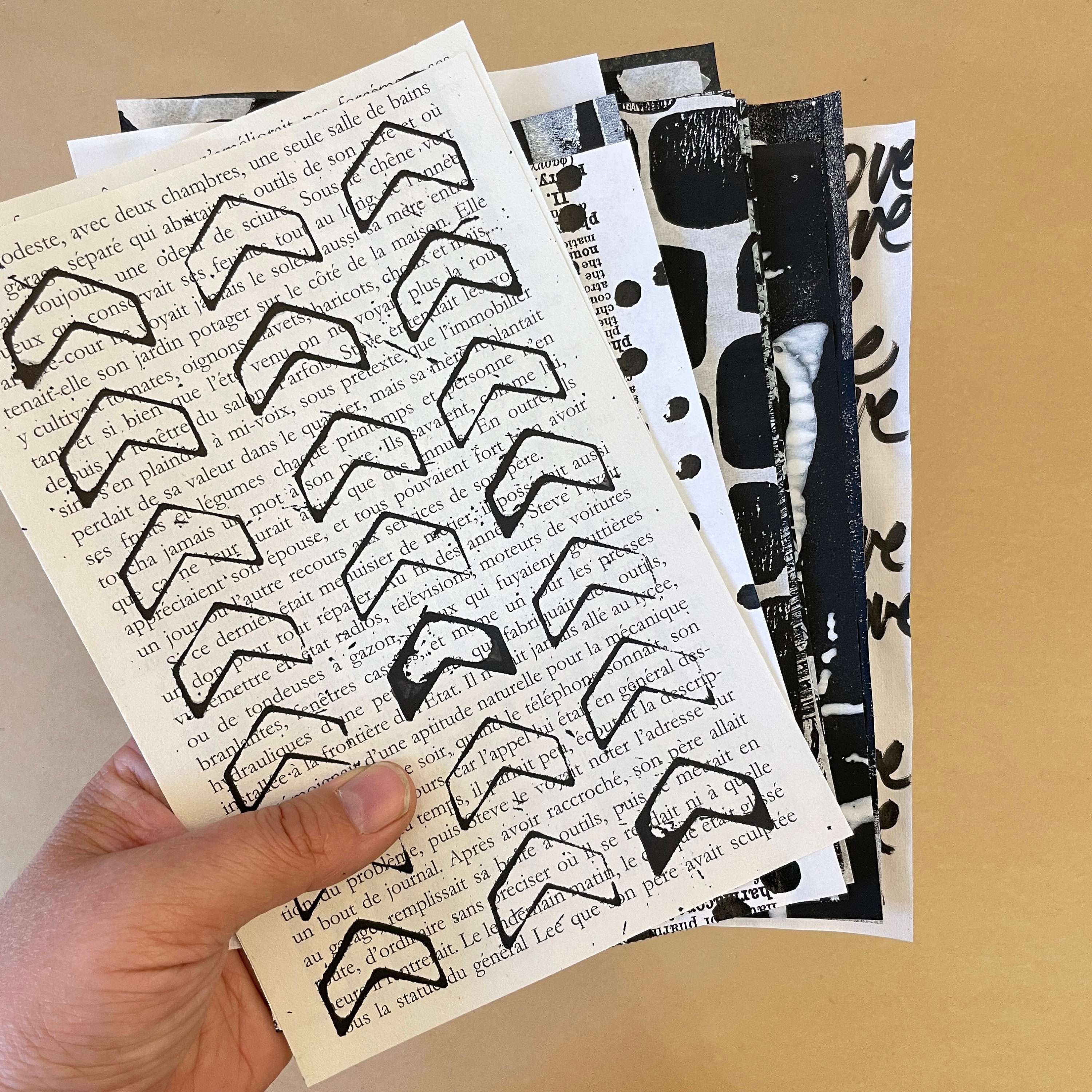 Mark Making Gelli Prints, Handmade Mark Collage Paper, Art Collage ...