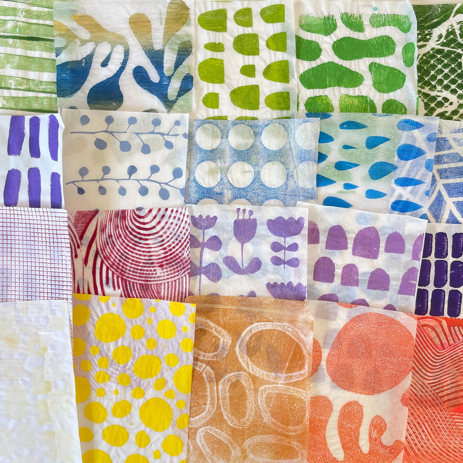 Translucent Collage Papers, Gelli Prints, Colorful Papers, Hand Painted ...