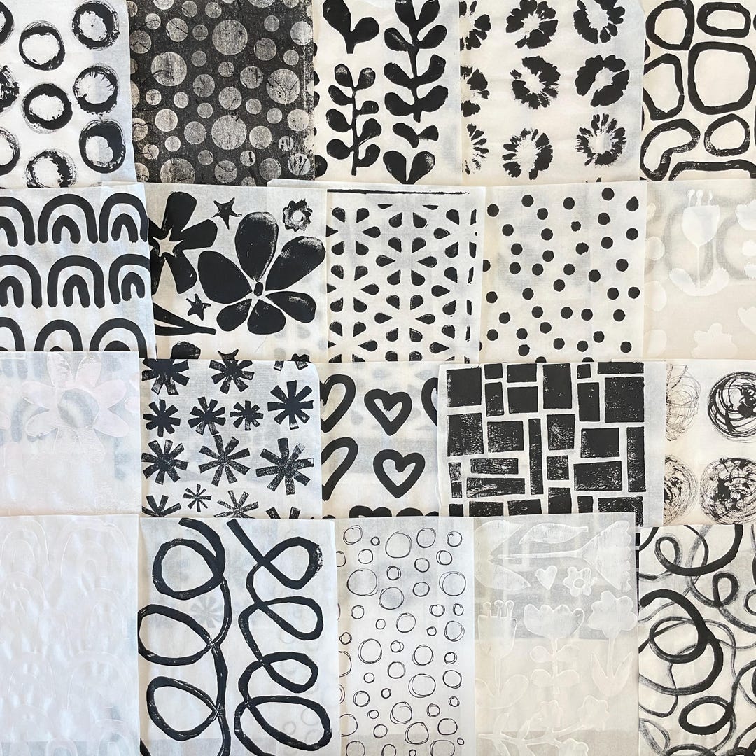 Black and White Transparent Collage Papers, Rice Paper and Tissue Paper ...
