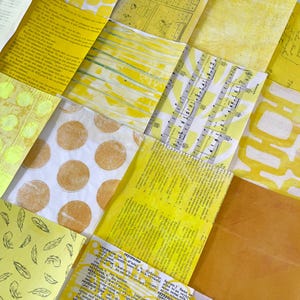 Yellow Collage Papers, Stencil Papers, Yellow Gelli Prints, Hand ...