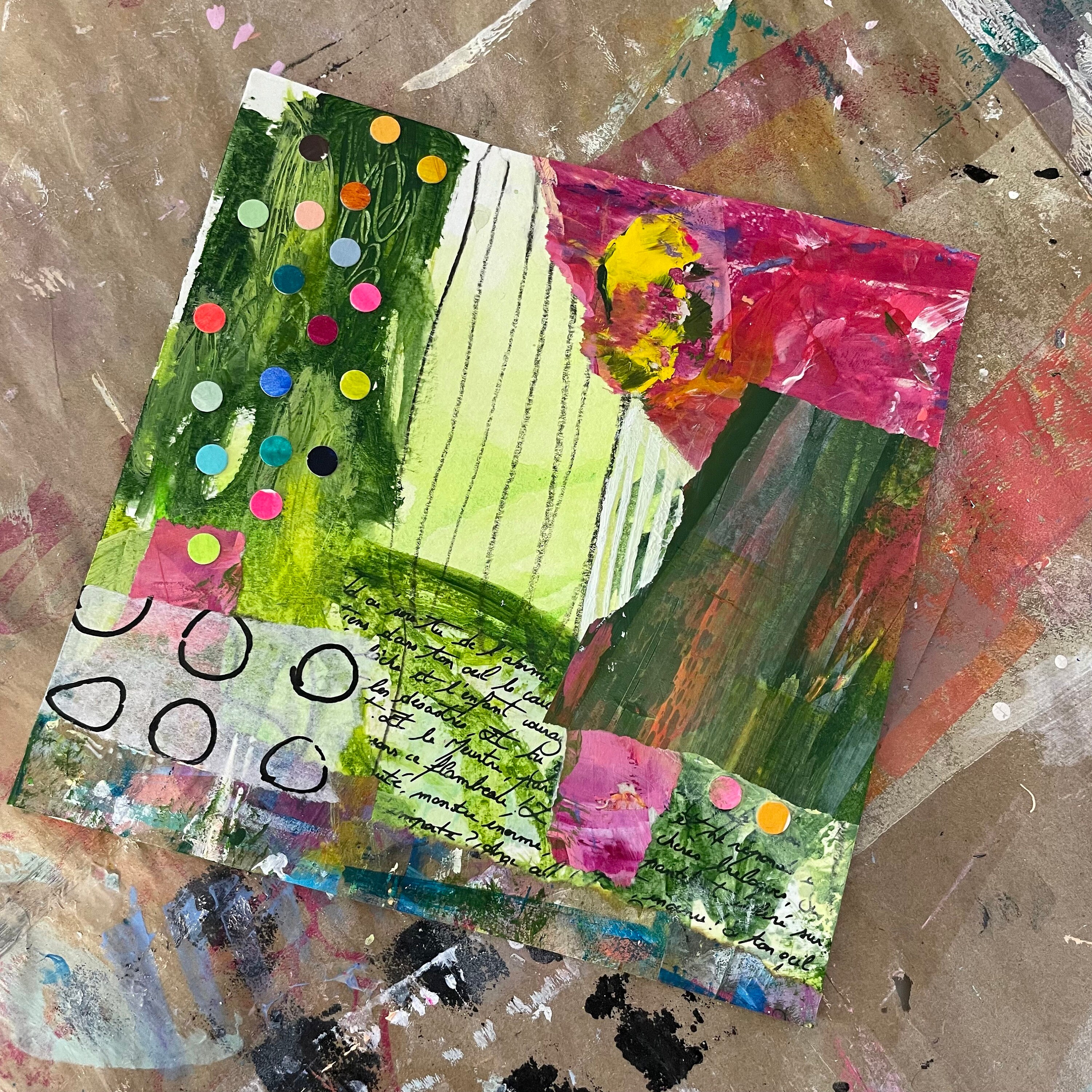 Small Painting on Paper, Green Painting Original, Wall Art on Paper ...