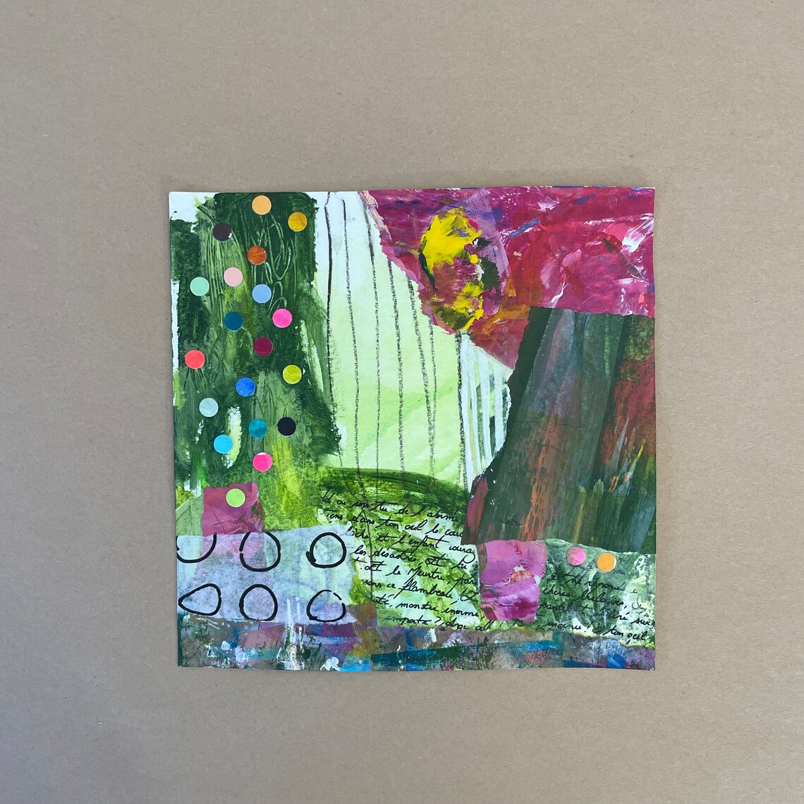 Small Painting on Paper, Green Painting Original, Wall Art on Paper ...