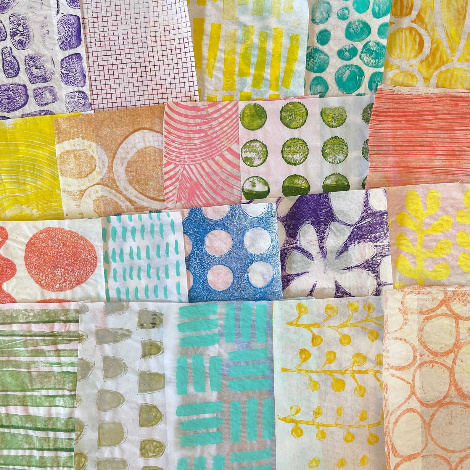 Translucent Collage Papers, Gelli Prints, Colorful Papers, Hand Painted ...