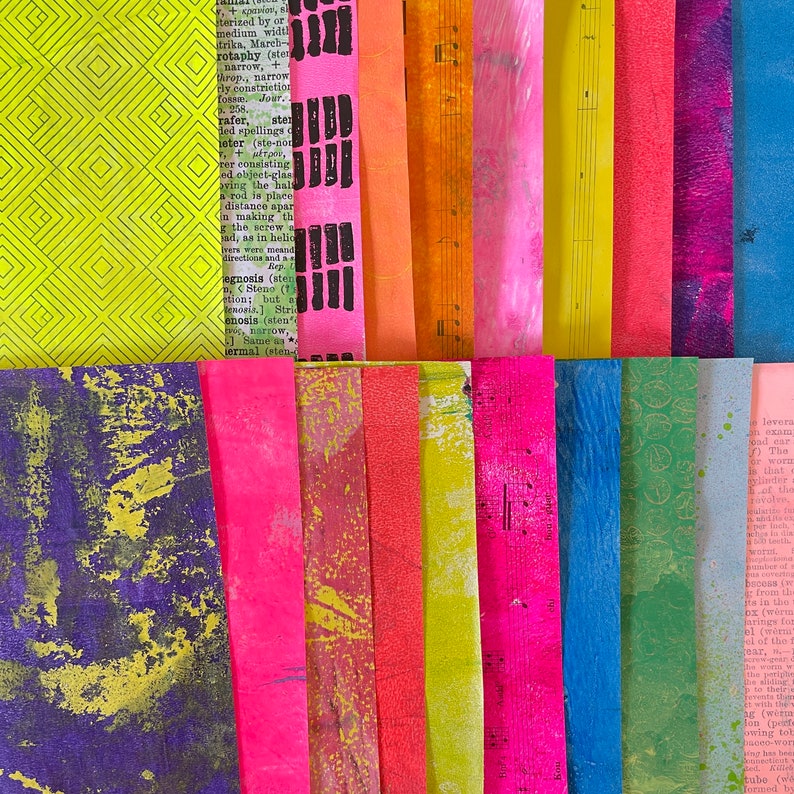 Neon Collage Paper, Fluorescent Hand Painted Art Paper Pack, Bright ...