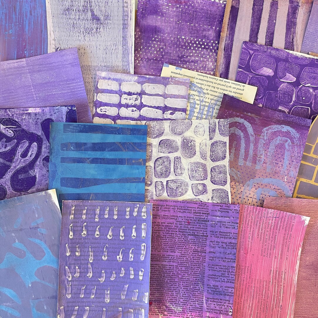 Purple Junk Journal Collage Papers, Art Journal Scraps, Gelli Plate ...