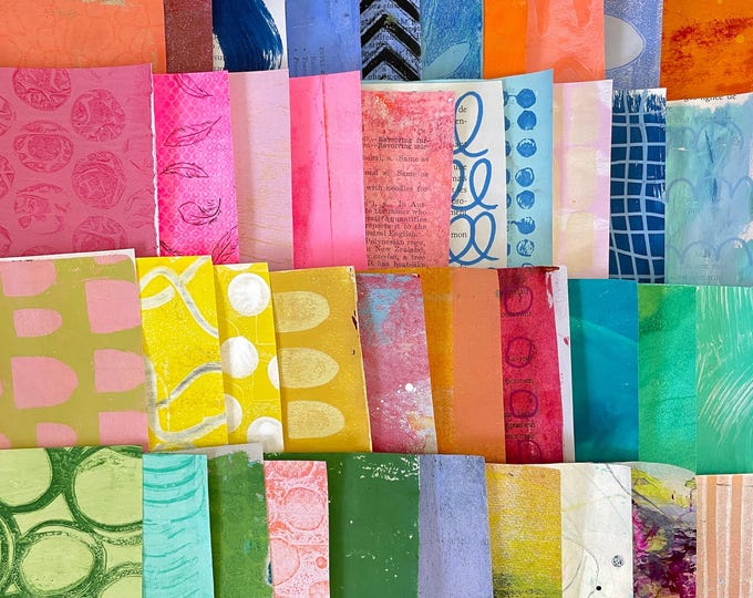 40 Assorted Handpainted Papers Collage Paper, Gelli Print Paper ...