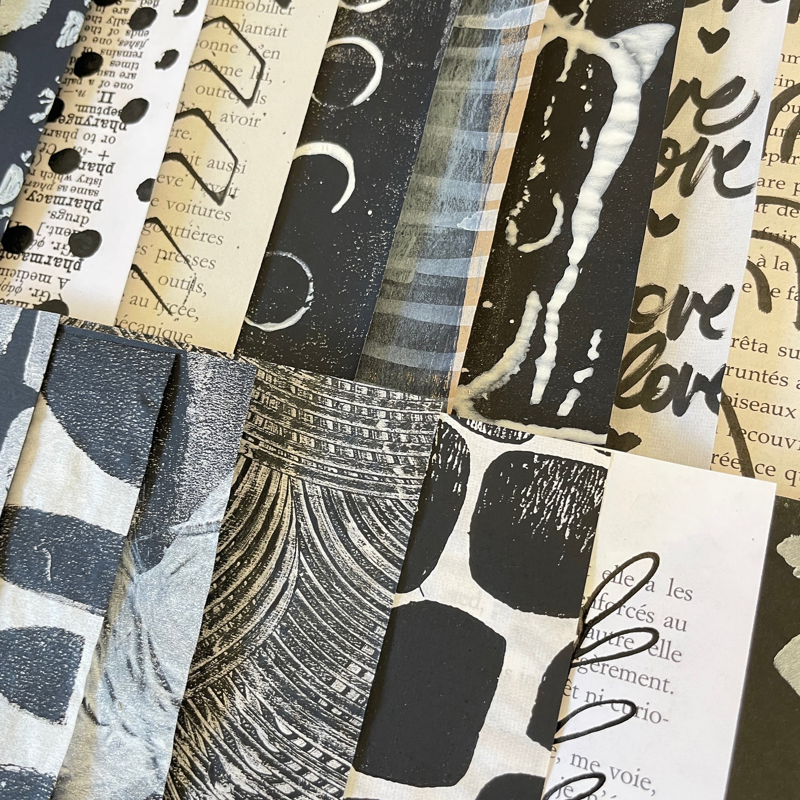 Mark Making Gelli Prints, Handmade Mark Collage Paper, Art Collage ...