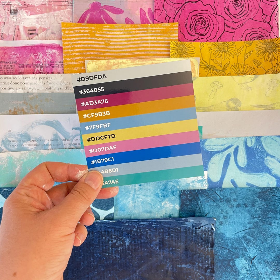 COLOR PALETTE Collage Papers, Colorful Gelli Prints, Art Journal ...