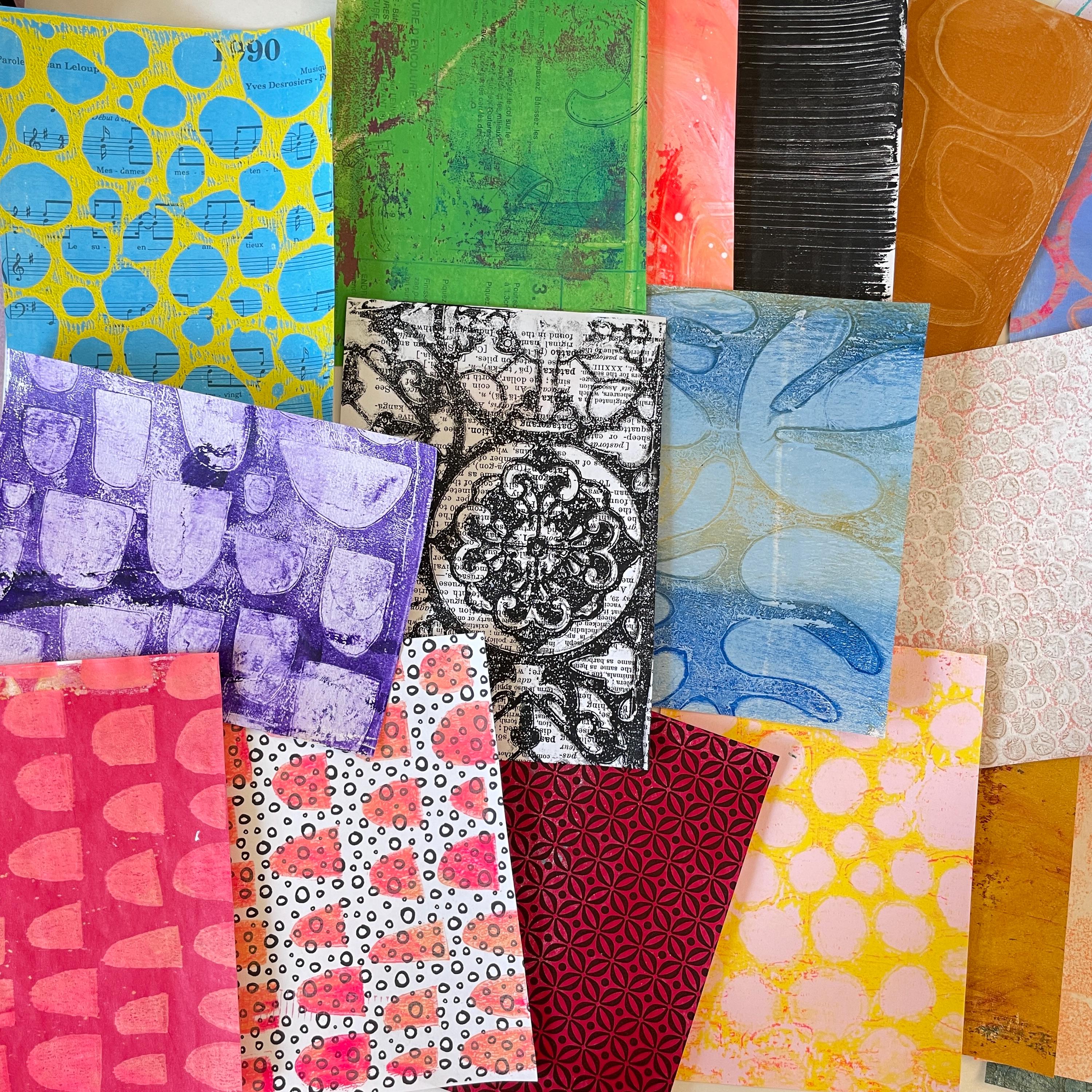 Assorted Handpainted Collage Papers, Gelli Print Paper, Multicolor ...