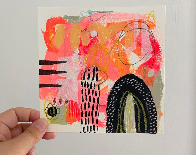 Original Painting on Paper, Abstract Colorful Modern , Mixed Media ...