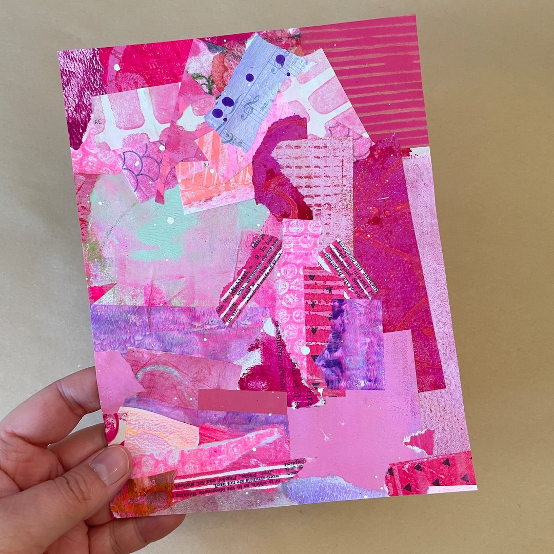 Pink Collage Sheet one, Premade Collage, Hand Made Collage Paper ...