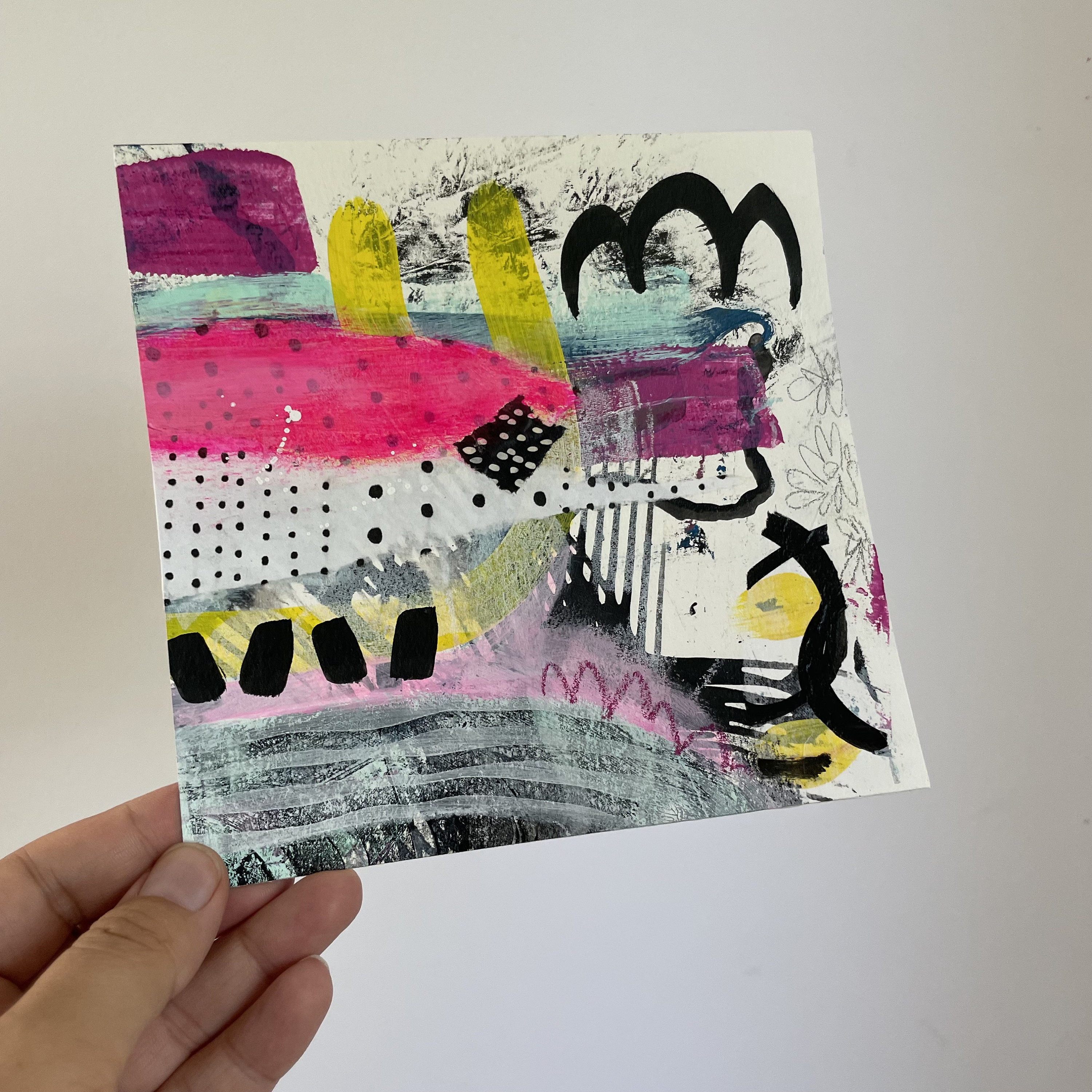 Mixed Media Collage Art, Abstract Art on Paper, Original Painting Small ...