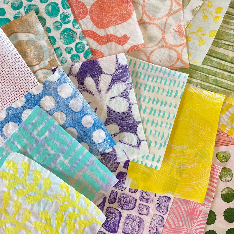 Translucent Collage Papers, Gelli Prints, Colorful Papers, Hand Painted ...