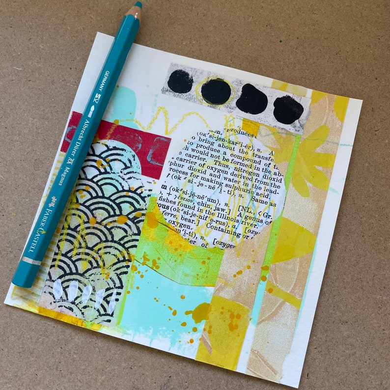 Multimedia Collage Painting, Modern Geometric Abstract, Geometric ...