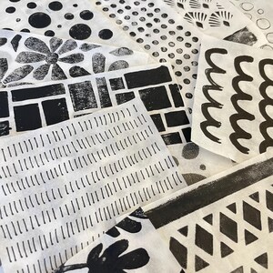 Transparent Collage Paper, Rice Paper, Black Stencil Collage, Art ...