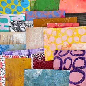 Assorted Handpainted Collage Papers, Gelli Print Paper, Multicolor ...