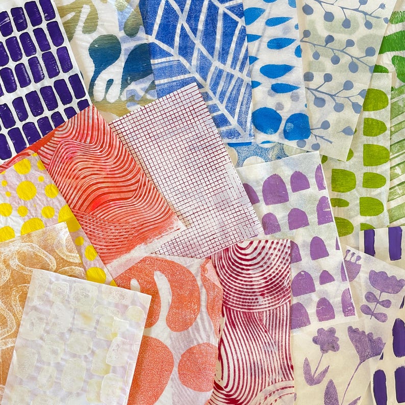 Translucent Collage Papers, Gelli Prints, Colorful Papers, Hand Painted ...