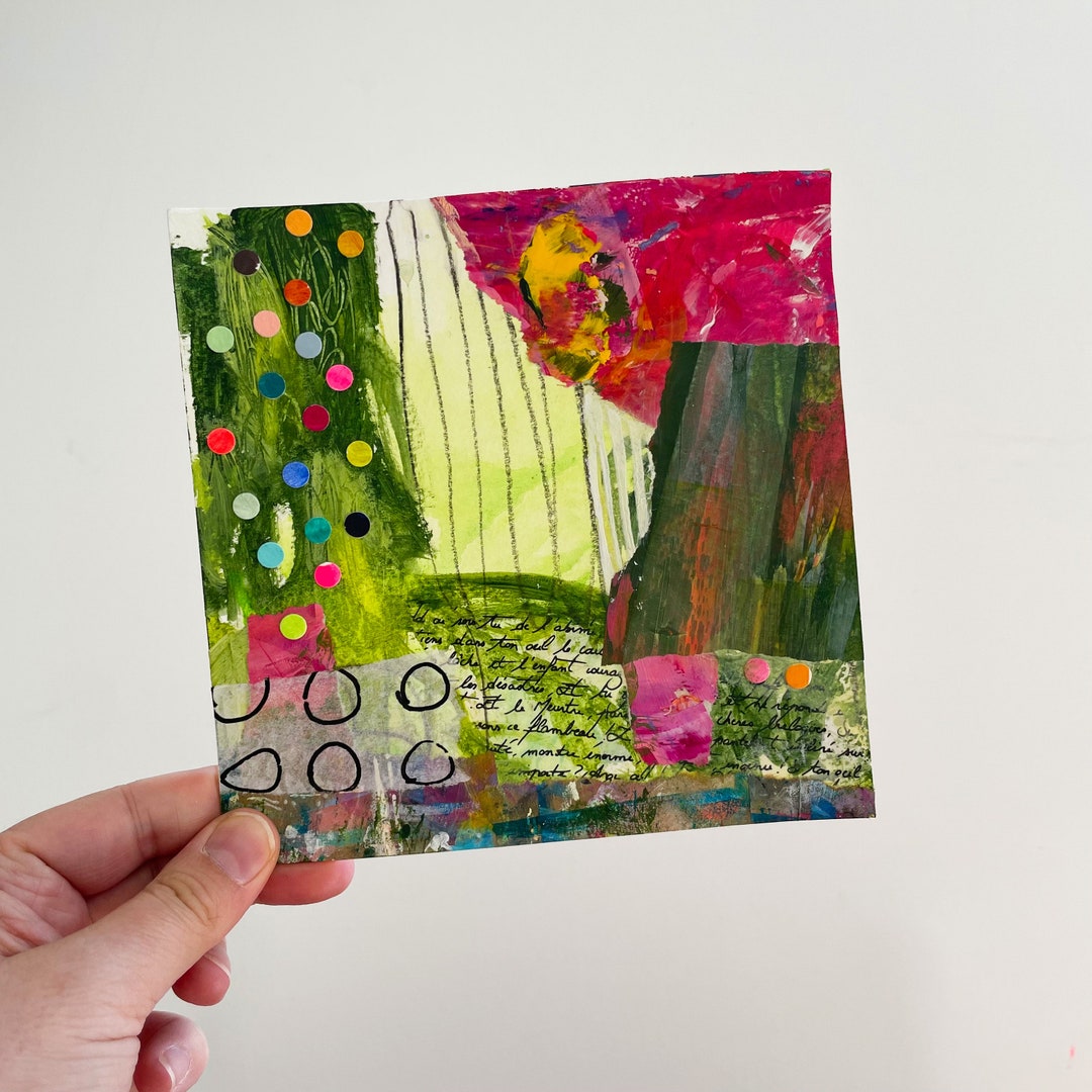 Small Painting on Paper, Green Painting Original, Wall Art on Paper ...