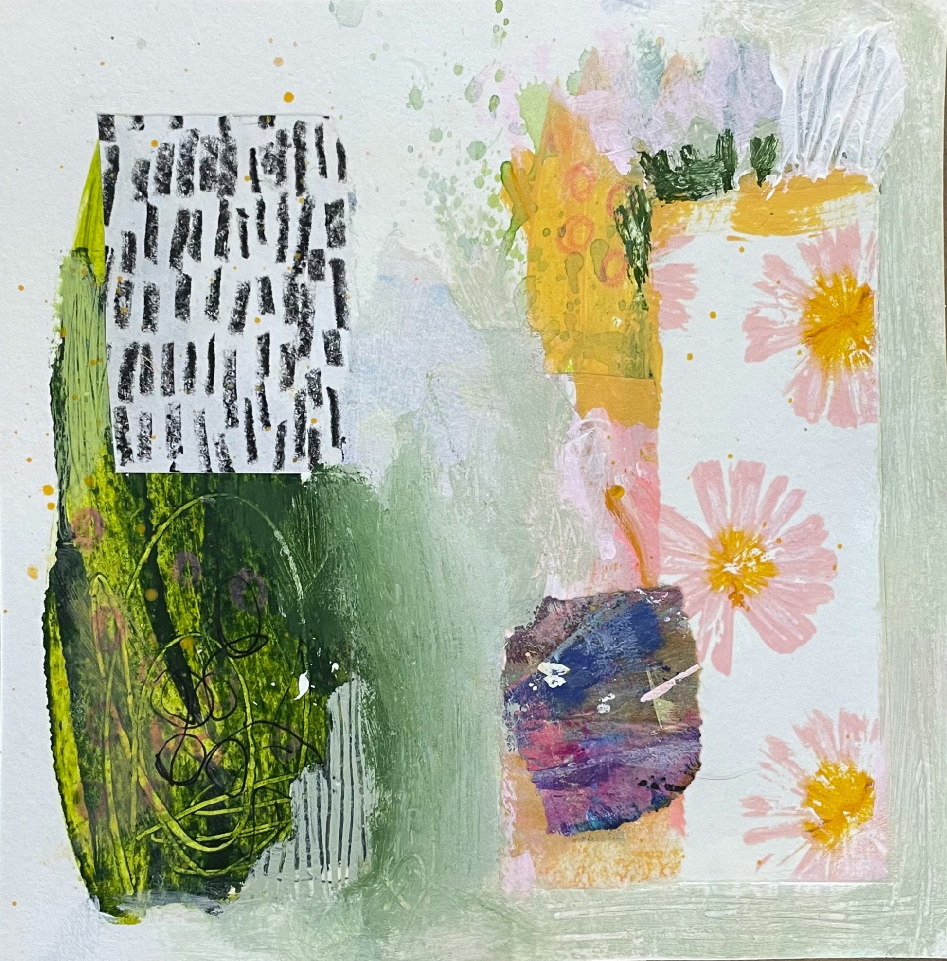 Small Painting on Paper, Flower Painting Original, Wall Art on Paper ...