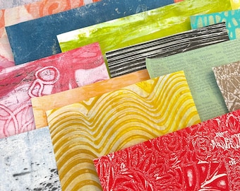 Assorted Handpainted Collage Papers, Gelli Print Paper, Multicolor ...