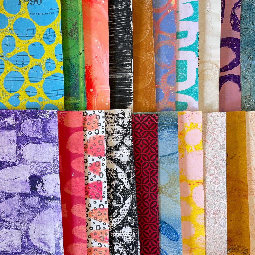 Assorted Handpainted Collage Papers, Gelli Print Paper, Multicolor ...