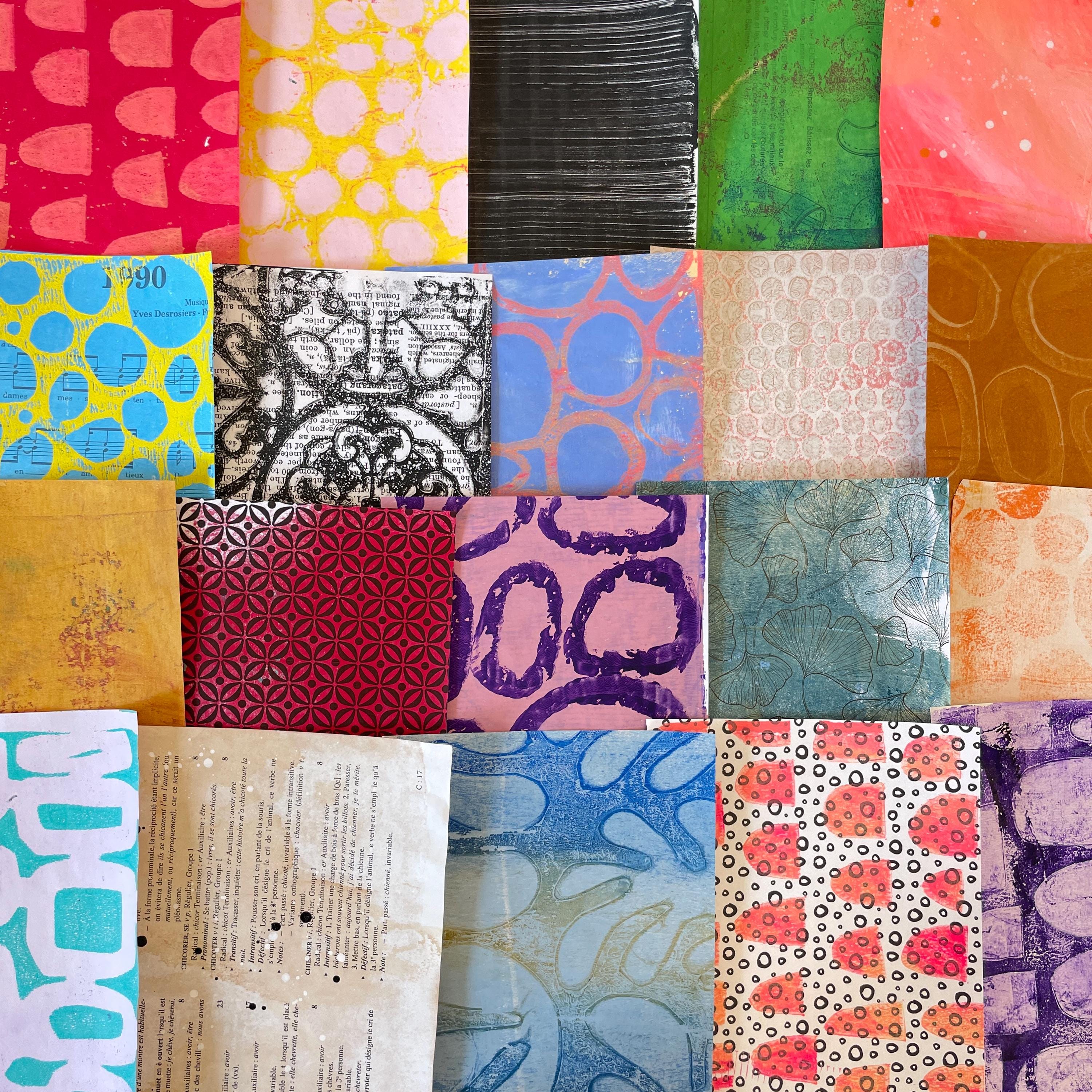 Assorted Handpainted Collage Papers, Gelli Print Paper, Multicolor ...