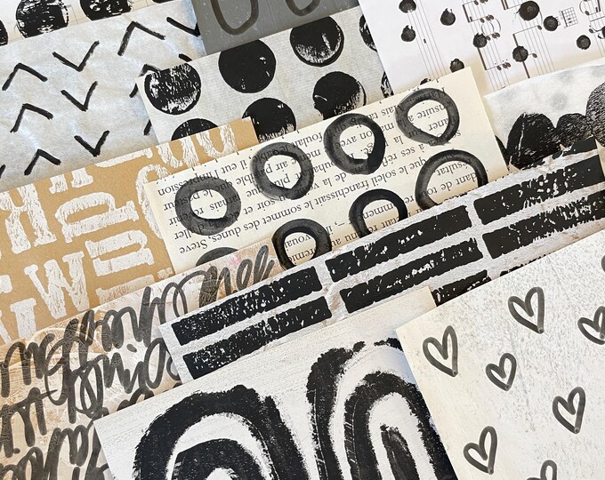 Mark Making Gelli Prints, Handmade Mark Collage Paper, Art Collage ...