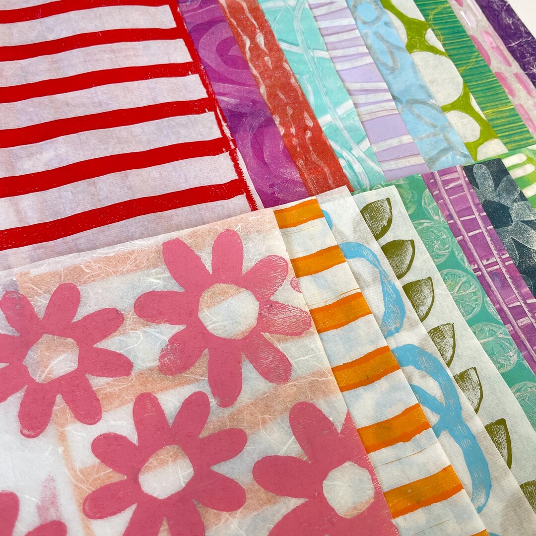 Translucent Collage Papers, Gelli Prints, Colorful Papers, Hand Painted ...