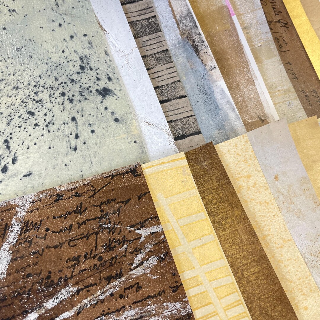 Distressed Brown Collage Paper, Gelli Prints for Collage, Junk Journal ...