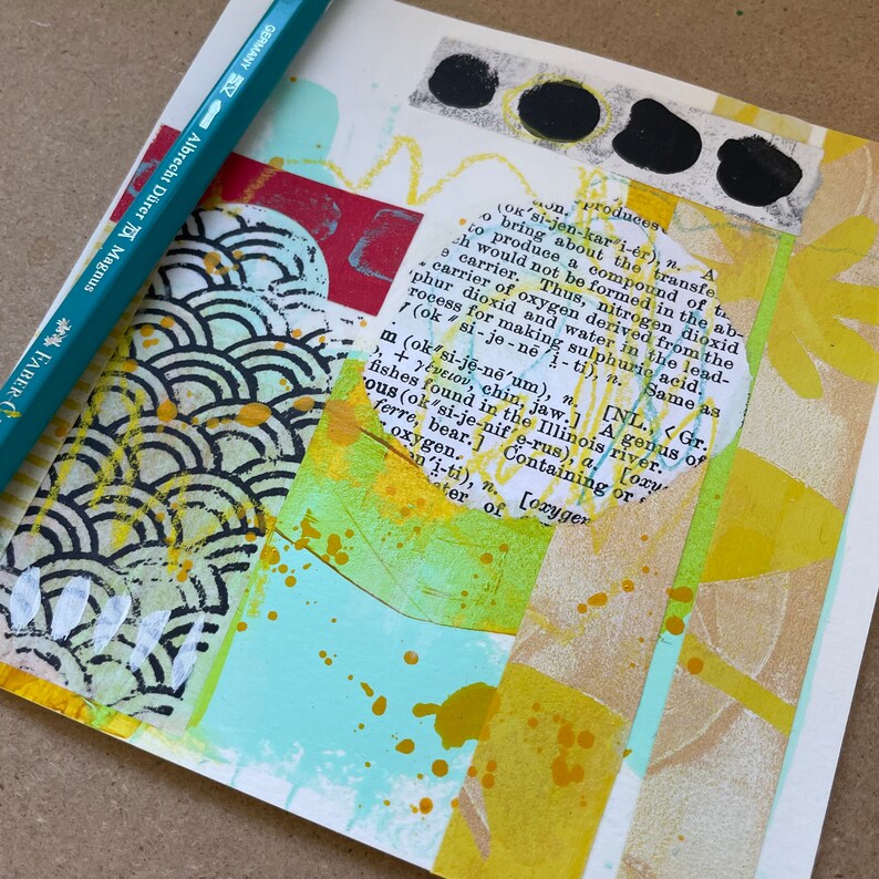 Multimedia Collage Painting, Modern Geometric Abstract, Geometric ...