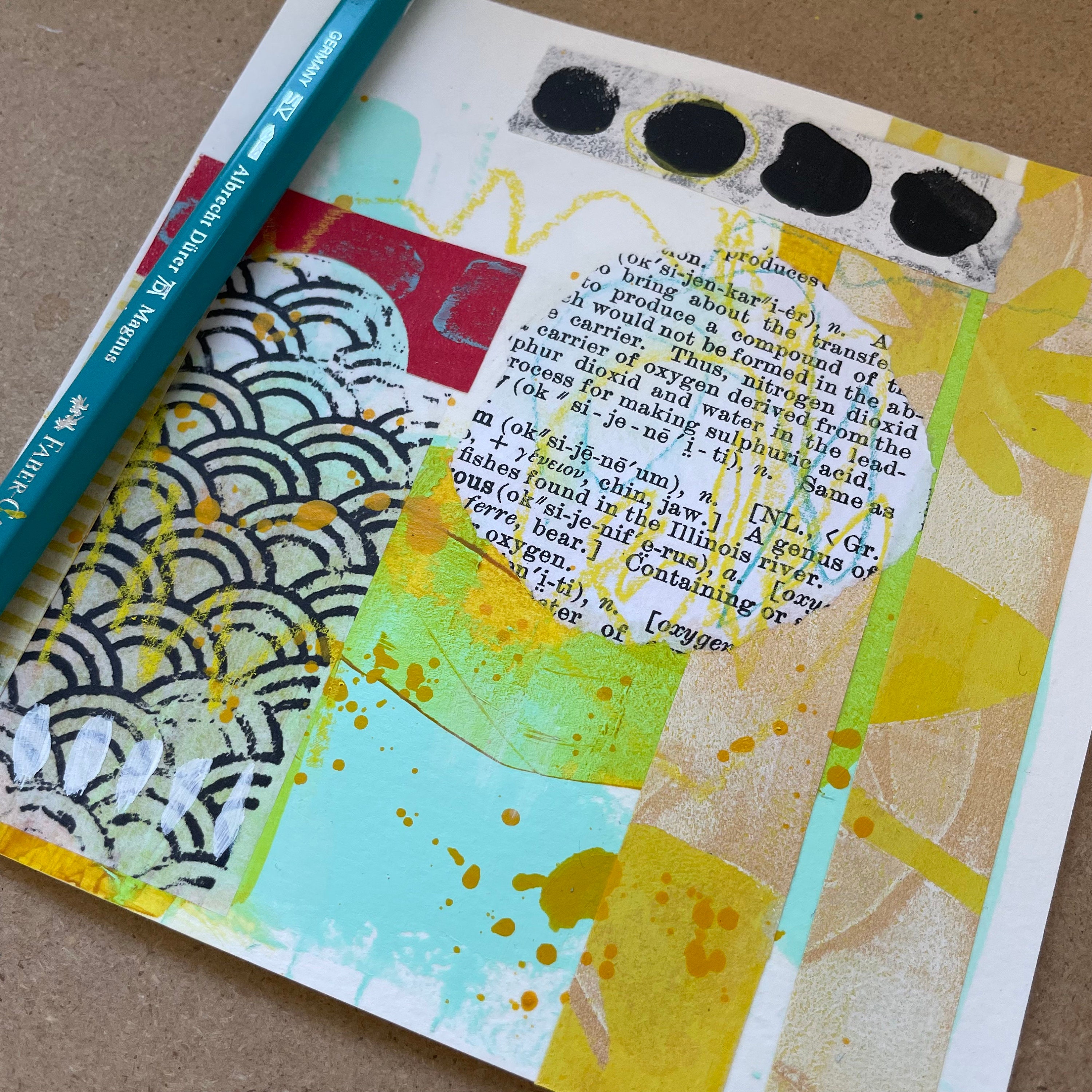 Multimedia Collage Painting, Modern Geometric Abstract, Geometric ...