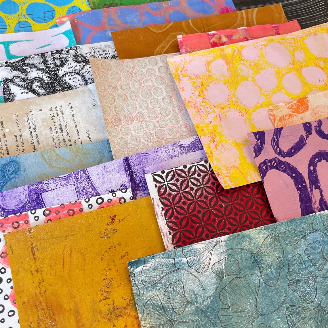 Assorted Handpainted Collage Papers, Gelli Print Paper, Multicolor ...