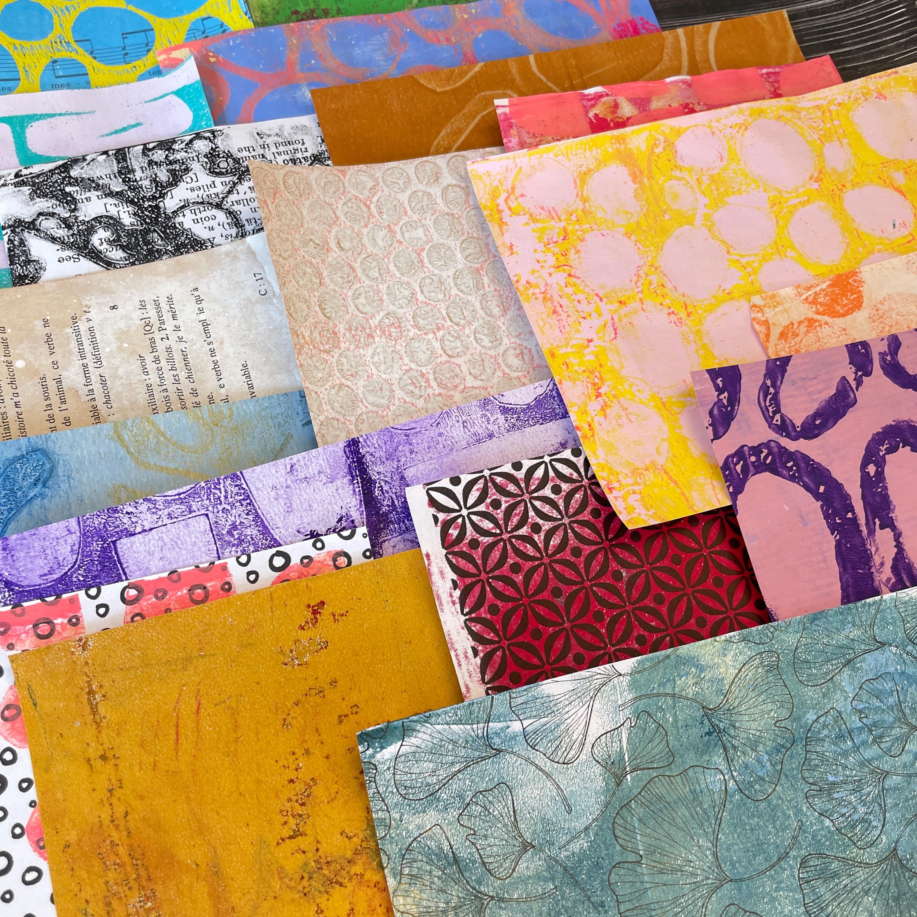 Assorted Handpainted Collage Papers, Gelli Print Paper, Multicolor ...