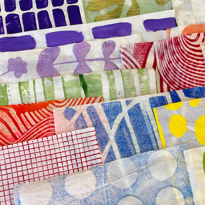 Translucent Collage Papers, Gelli Prints, Colorful Papers, Hand Painted ...