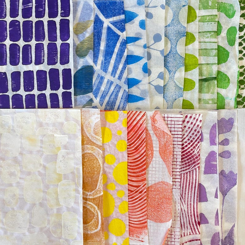 Translucent Collage Papers, Gelli Prints, Colorful Papers, Hand Painted ...