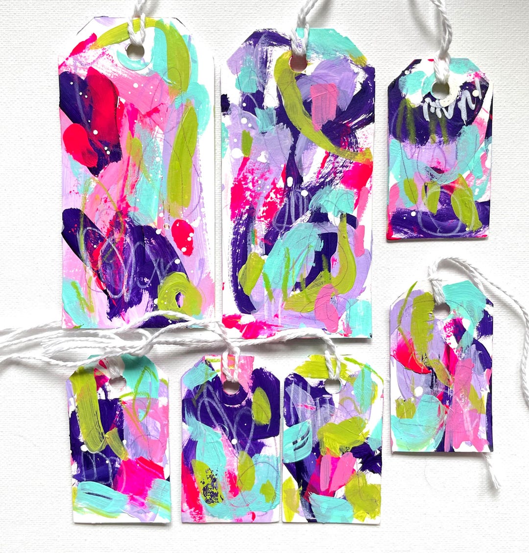 Hand Painted Tags, Journal Tags, Gift Tags Set, Junk Journal Pocket ...
