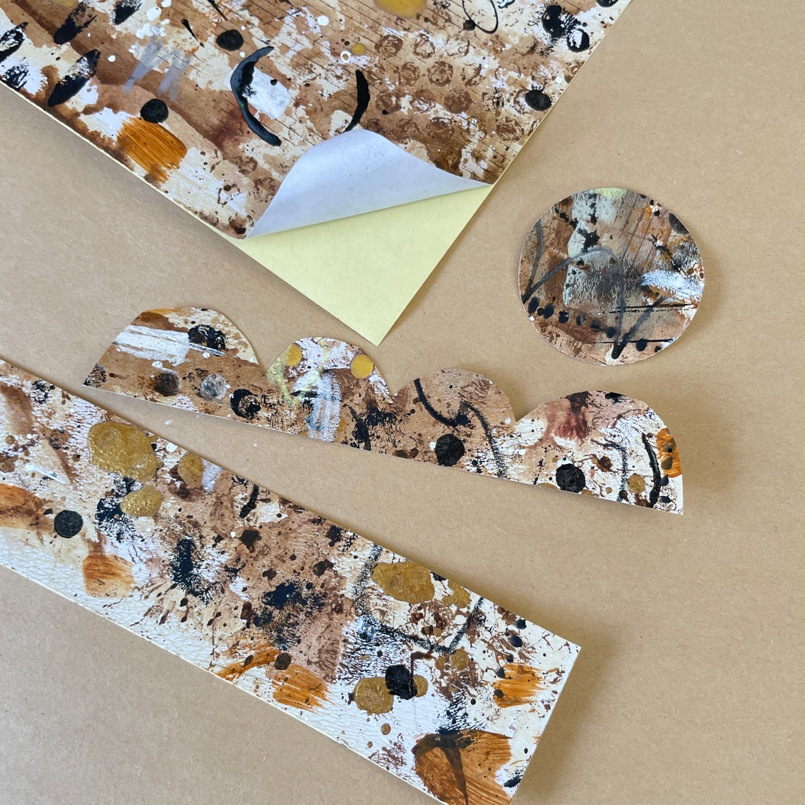 Sticker Sheet, Gelli Print, Stencil, Neutral Collage Paper, Distressed ...