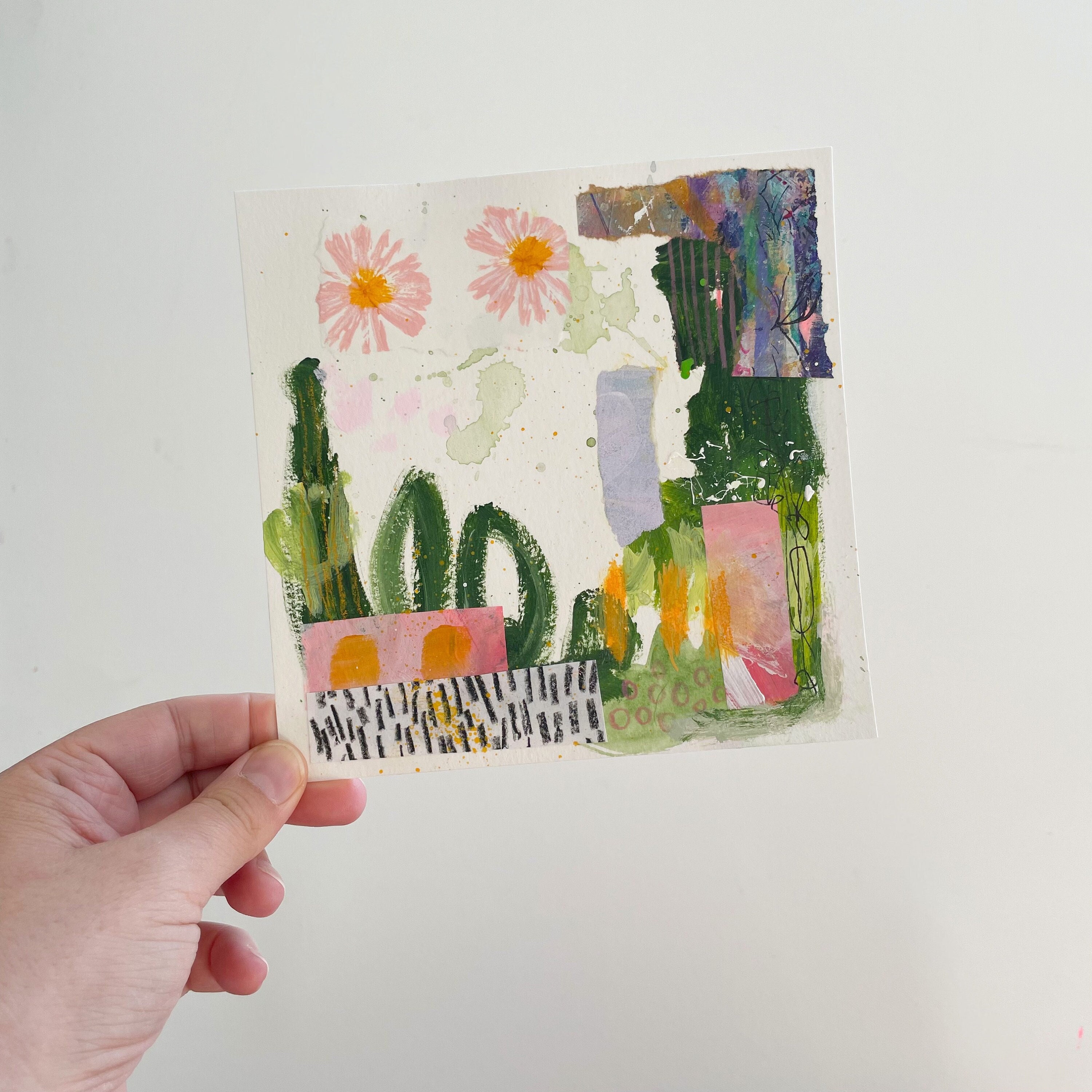 Small Painting on Paper, Flower Painting Original, Wall Art on Paper ...