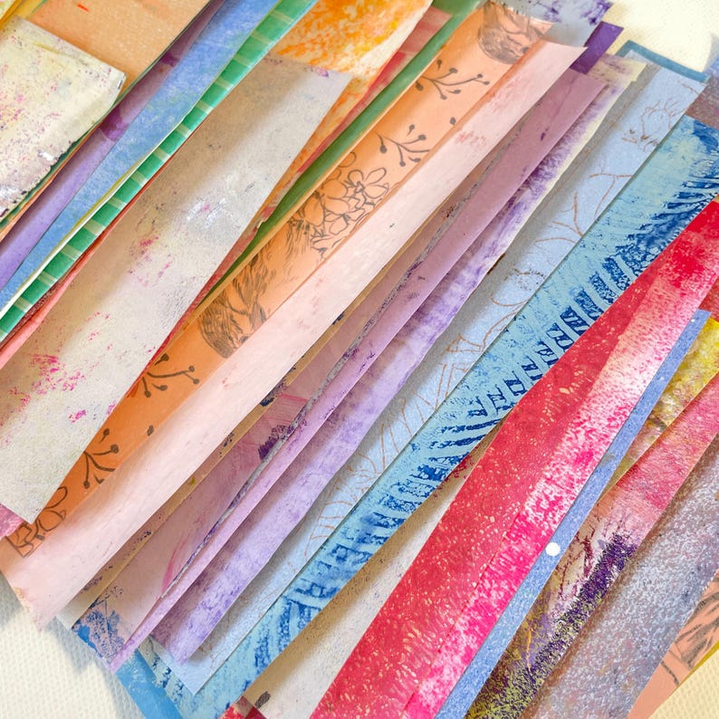 Pastel Paper Scraps, Hand Painted Fodder, Painted Paper Packs Scrapbook ...