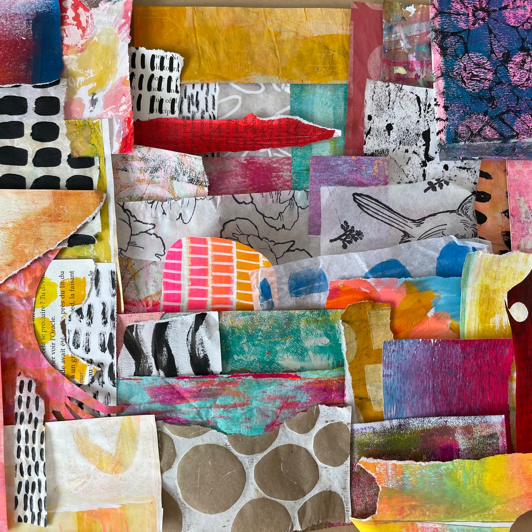 Paper Scraps, Hand Painted Fodder, Painted Paper Packs Scrapbook, Junk ...