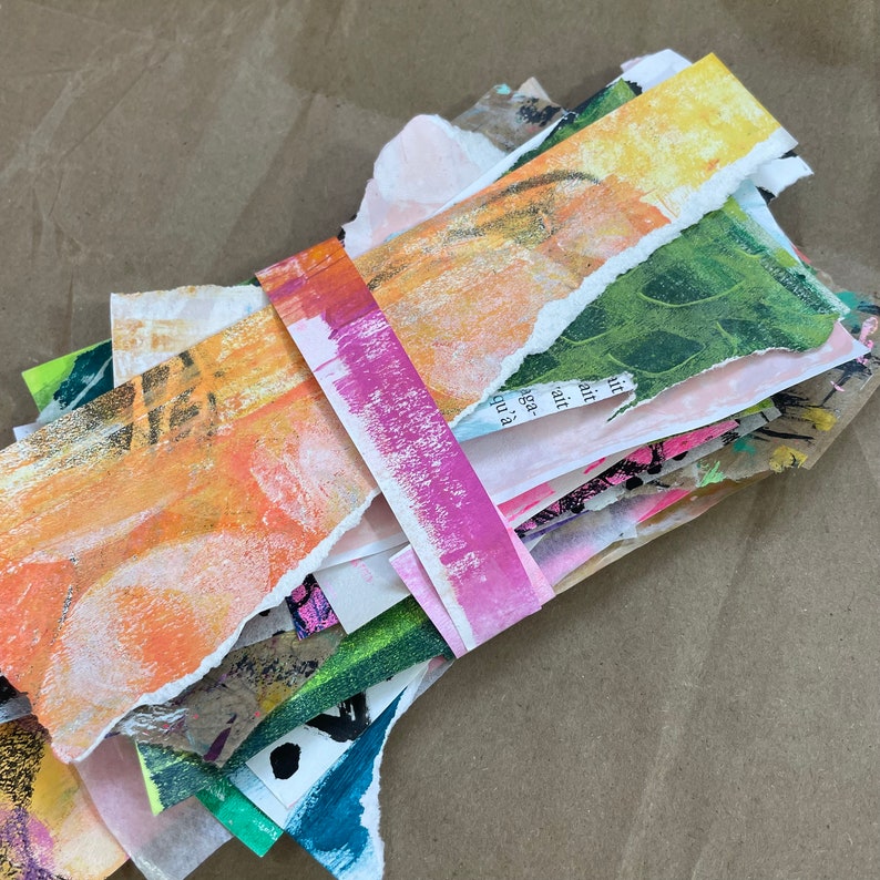 Paper Scraps, Hand Painted Fodder, Painted Paper Packs Scrapbook, Junk ...