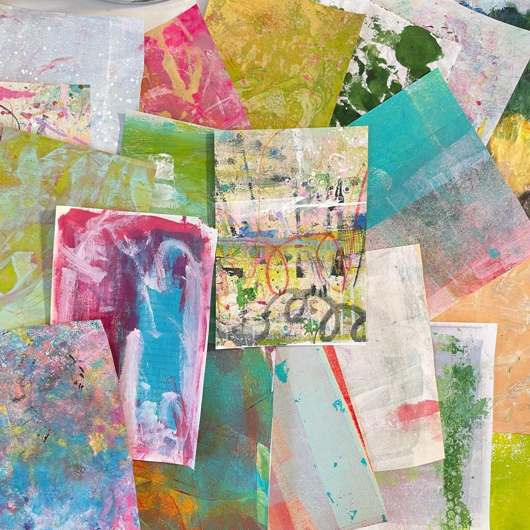 20 Hand Painted Collage Paper, Multicolor Paper Bundle, Hand Painted ...