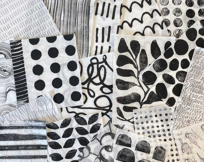 Black and White Transparent Collage Kit, Translucent Rice Paper and ...