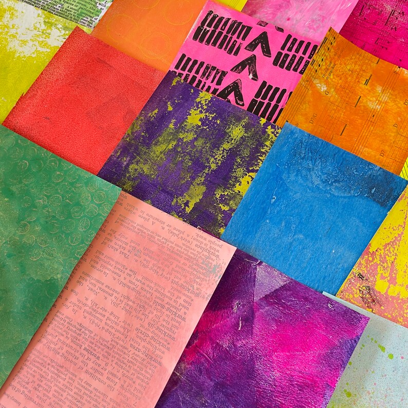 Neon Collage Paper, Fluorescent Hand Painted Art Paper Pack, Bright ...