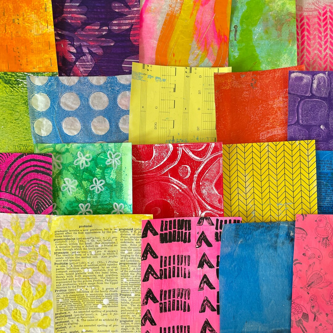 Neon Collage Paper, Fluorescent Hand Painted Art Paper Pack, Bright ...