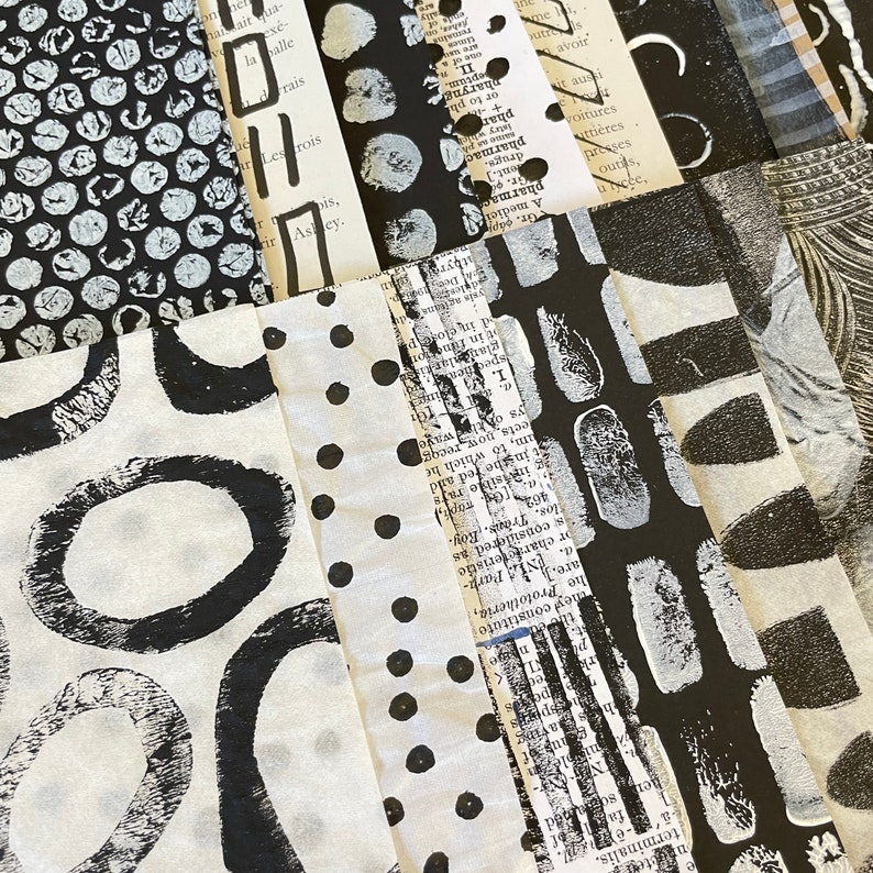 Mark Making Gelli Prints, Handmade Mark Collage Paper, Art Collage ...