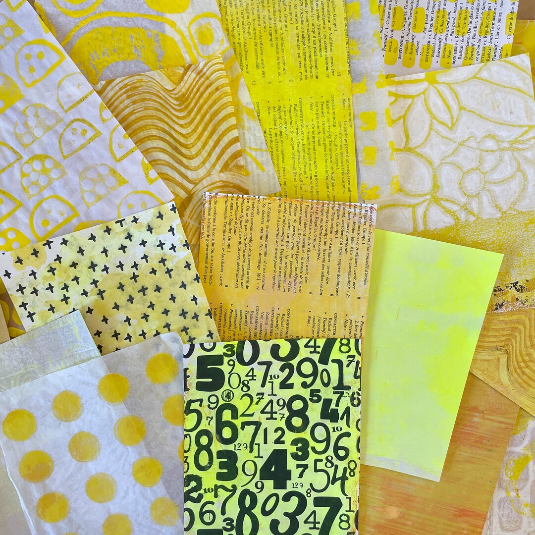 Yellow Collage Paper Bundle, Scrap Paper for Collage, Junk Journal ...