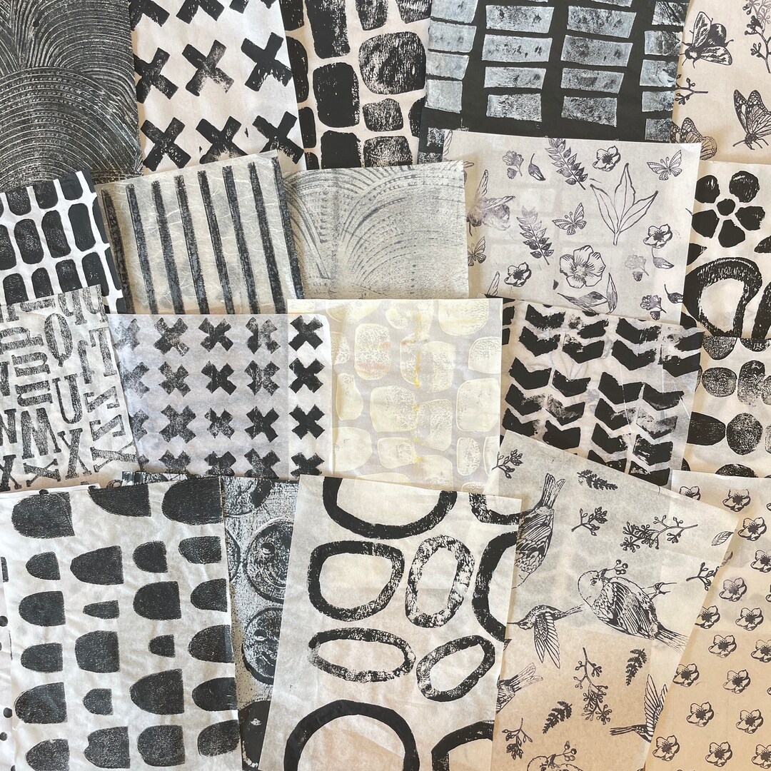 Black and White Transparent Collage Papers, Rice Paper and Tissue Paper ...