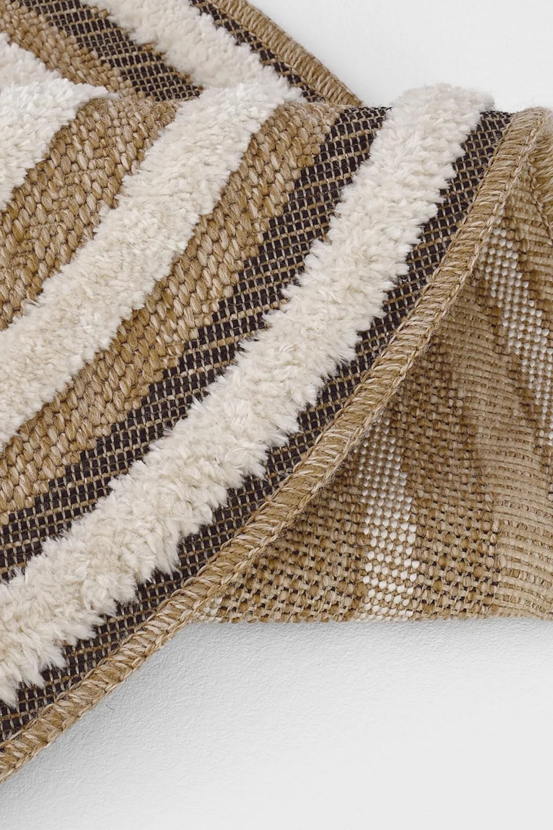 Round Straw Textured Rug – Black Beige Boho Area Carpet - Etsy