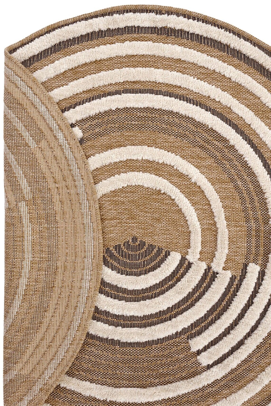 Round Straw Textured Rug – Black Beige Boho Area Carpet - Etsy
